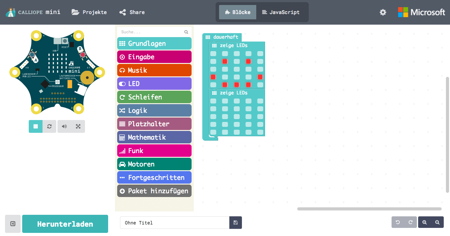 Unterrichtsmaterialien für Calliope Mini - appcamps.de