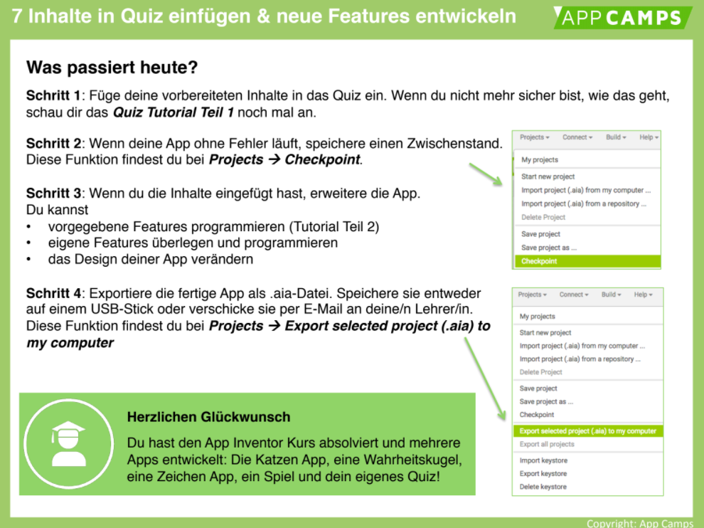App Entwicklung mit dem App Inventor - appcamps.de