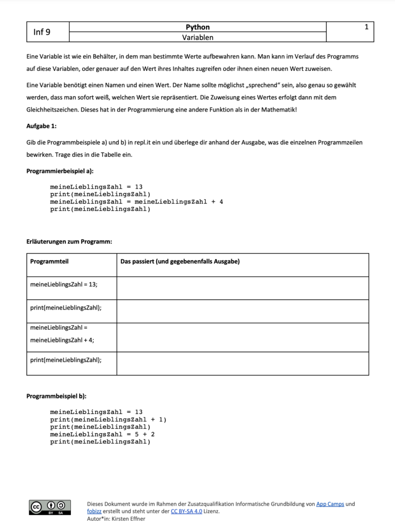Programmieren mit Python im Unterricht - appcamps.de