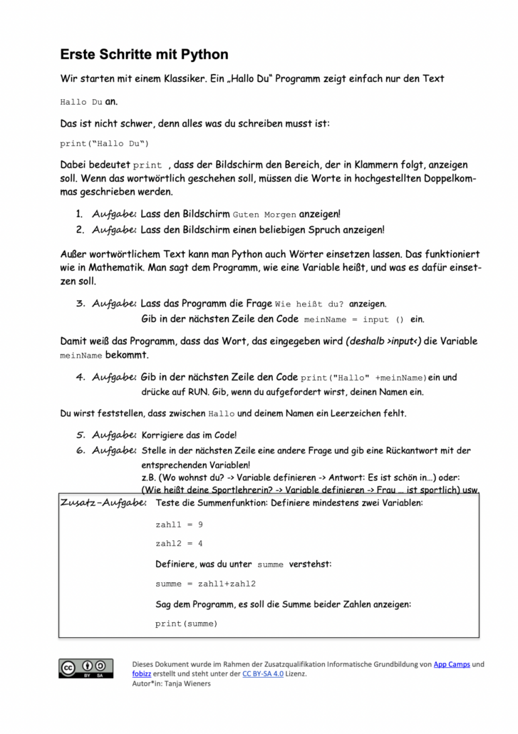 Programmieren mit Python im Unterricht - appcamps.de