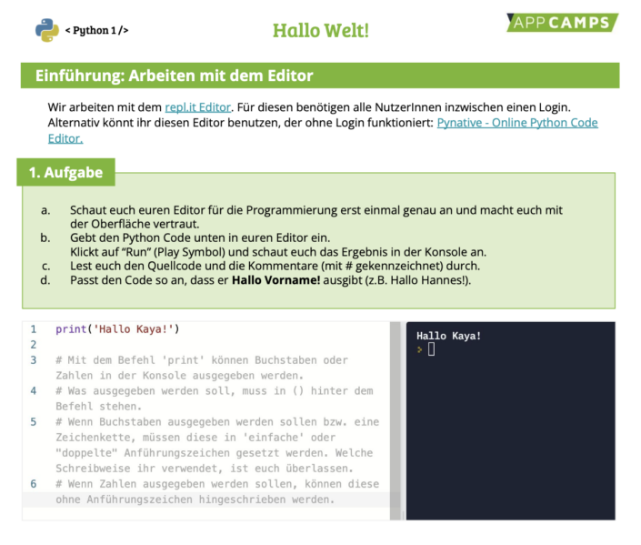 Programmieren lernen mit Python - appcamps.de